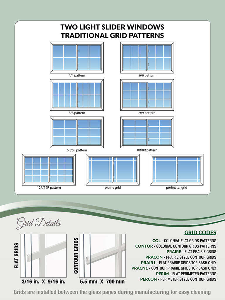 TWO LIGHT SLIDING WINDOW GRID PATTERNS